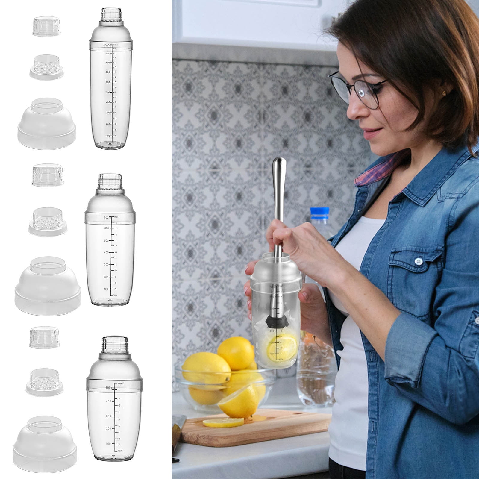 Blaxill Lemon Tea Shaker Cup | PP Resin Transparent Body Frosted Lid ...