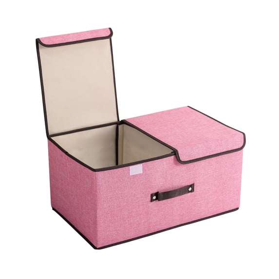 Blaxill Linen Double Lid Storage Box | Foldable Organizer | Large ...