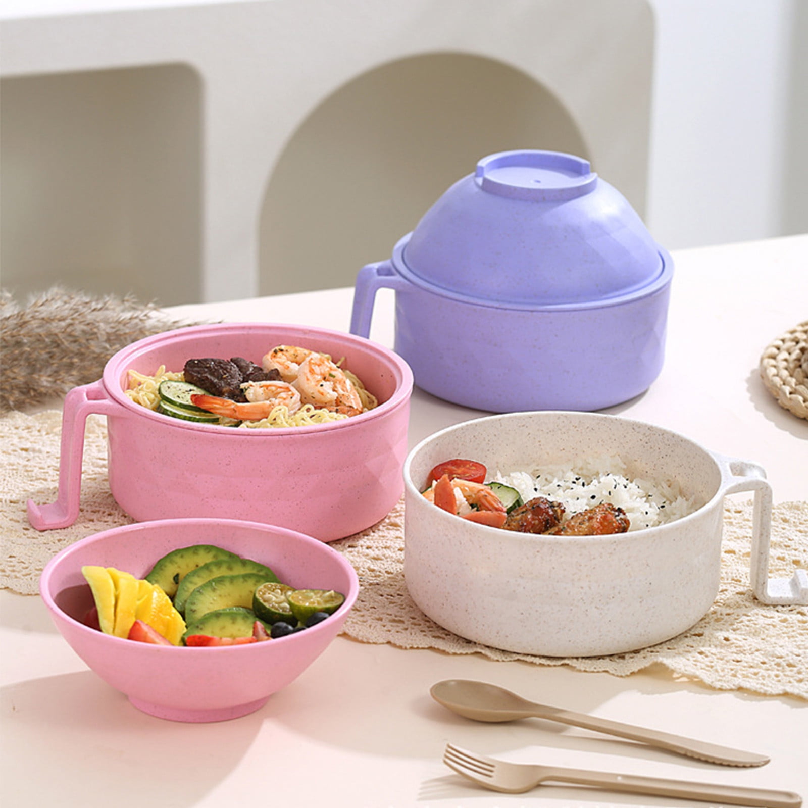 Blaxill Microwave Ramen Bowl Set Fiber Straw 6-Piece | 33oz Large Soup ...