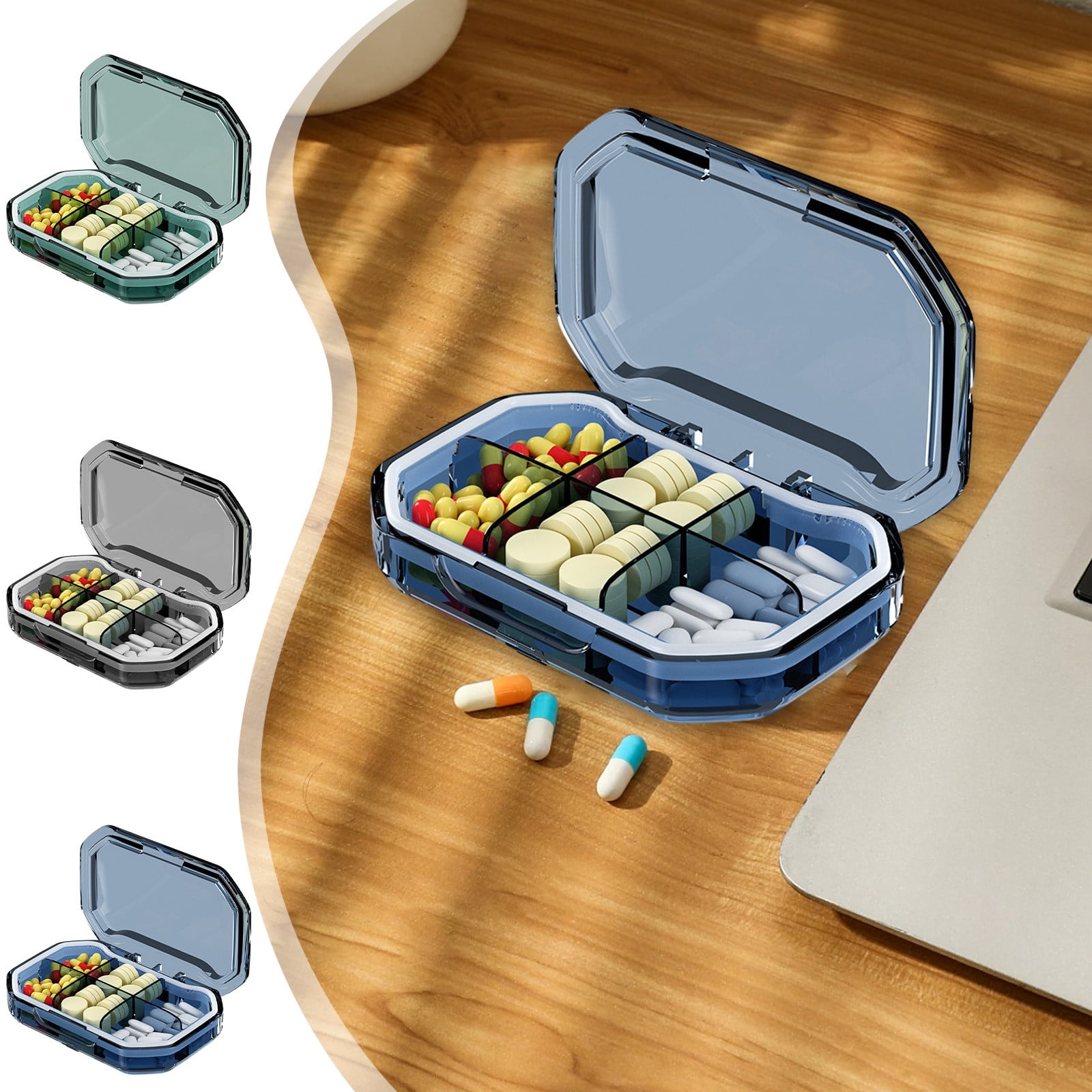 Blaxill Pills Organizer Airtight Pill Box Travel Pill Dispenser ...