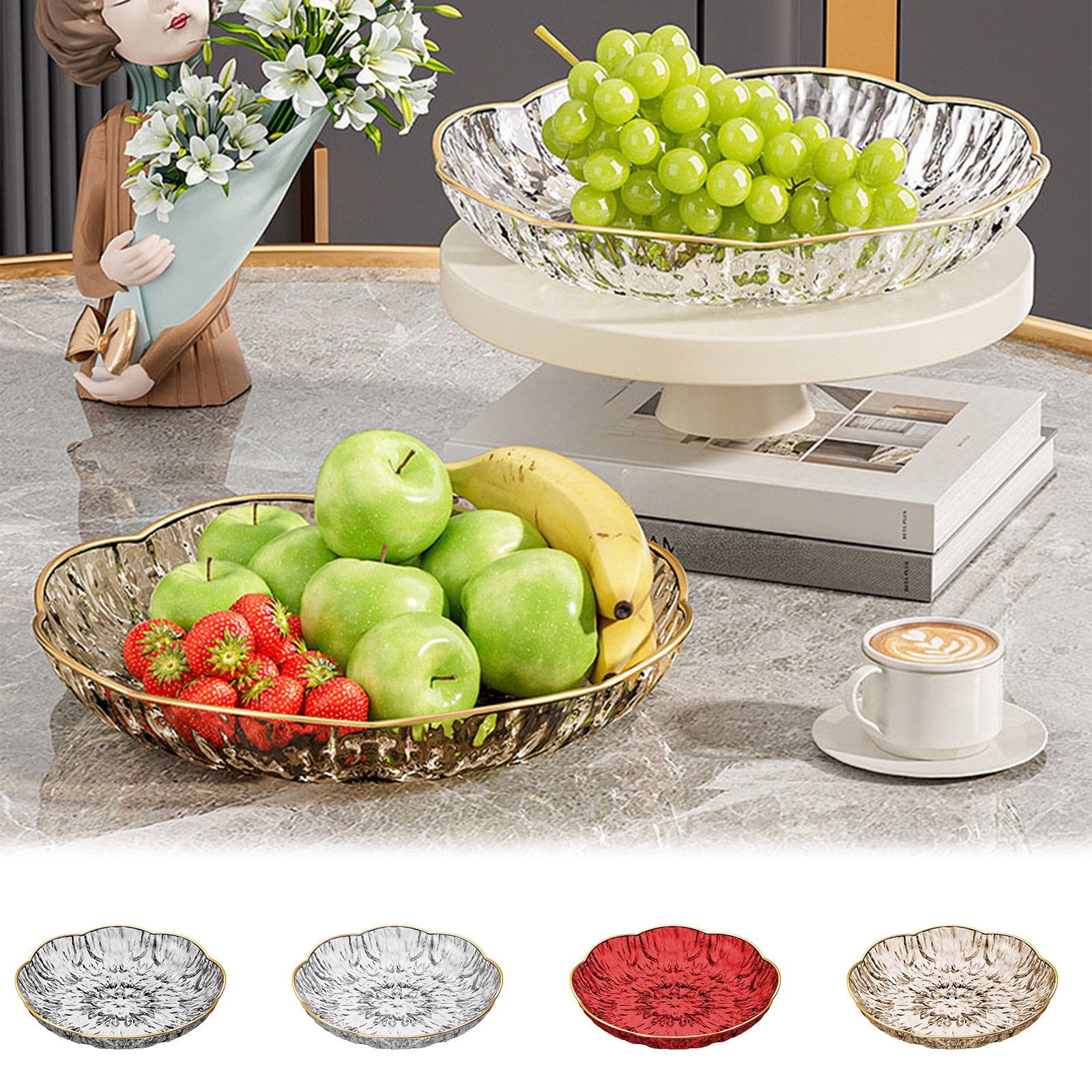 Blaxill Plastic Fruit Plate 6.3 Inch | Elegant Glossy Snack Tray ...