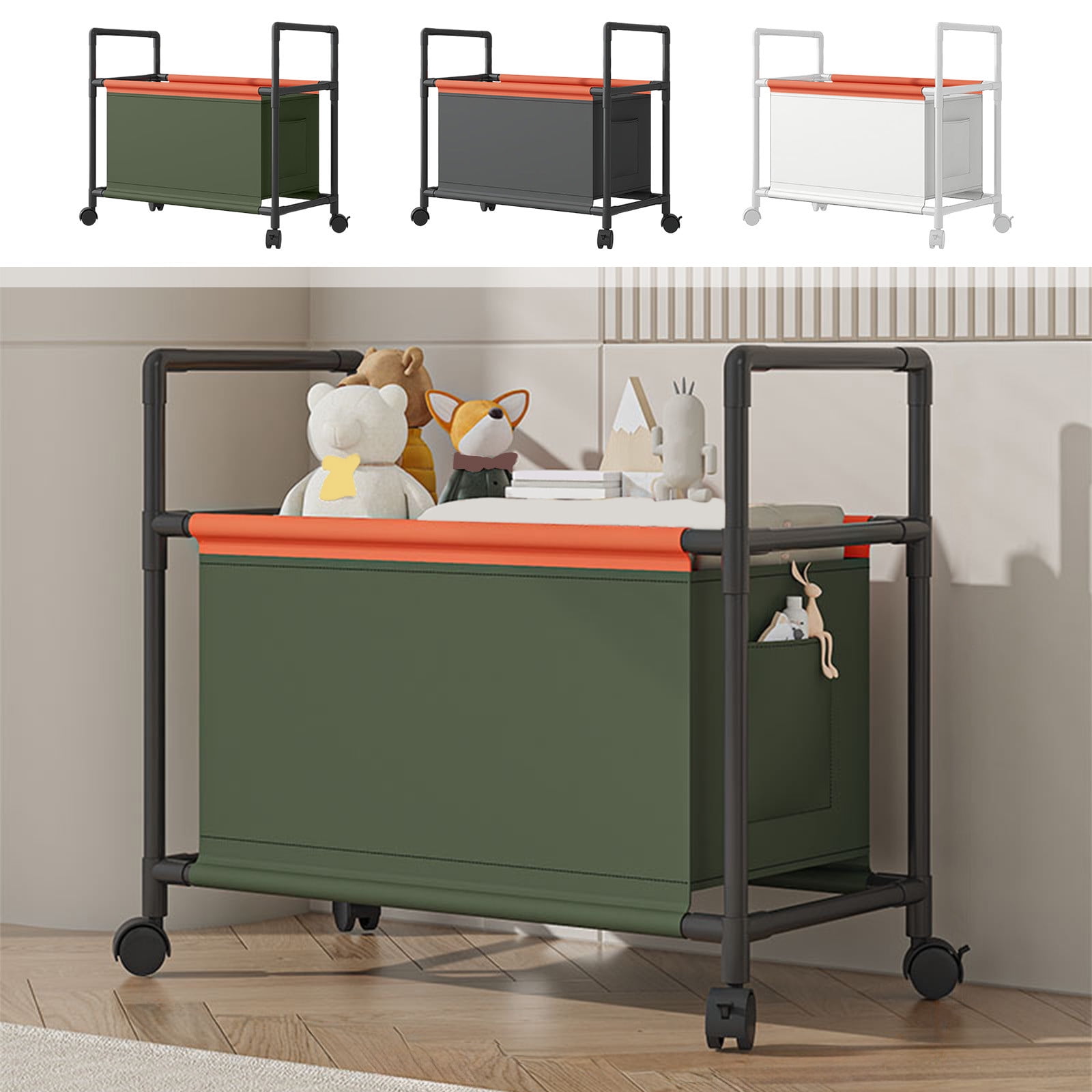 Blaxill Rolling Storage Organizer with Wheels | Large Cloth Bin 22.4 ...