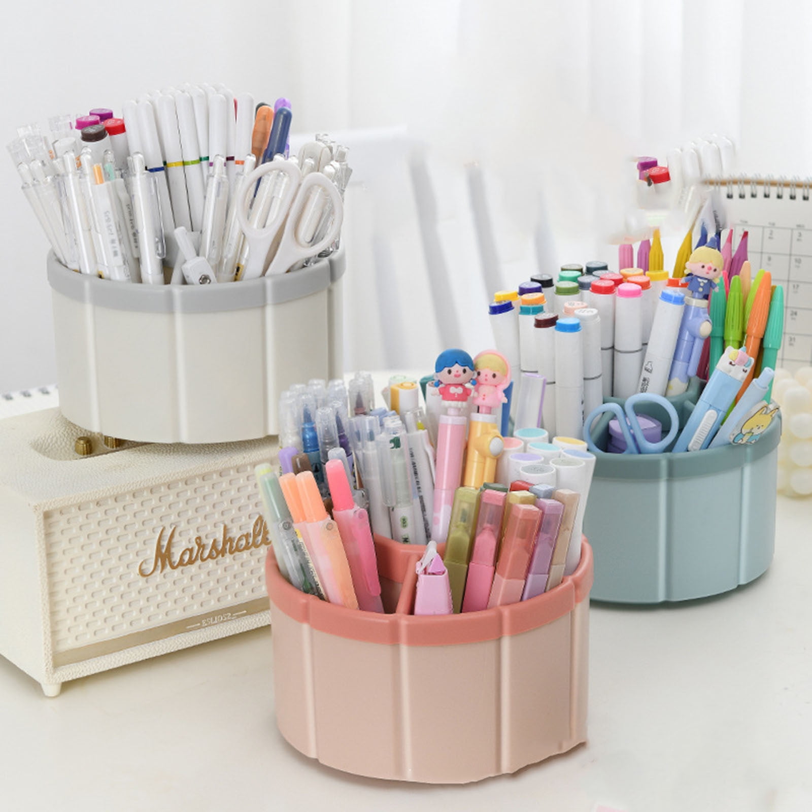 Blaxill Rotating Pencil Case Organizer | 6 Compartment Swivel Design ...