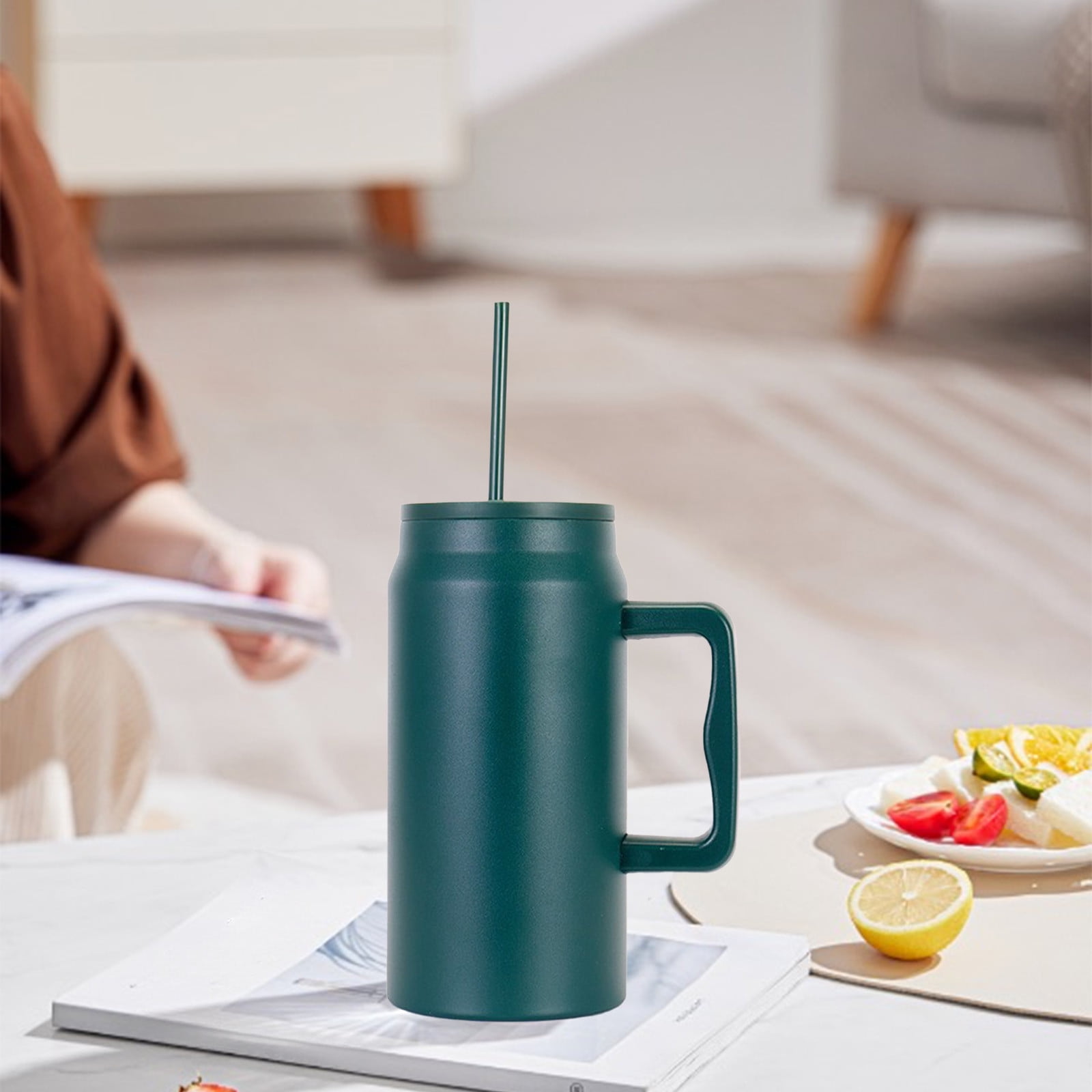 Blaxill Stainless Steel Vacuum Insulated Travel Coffee Mug with Handle | Leak-Proof Lid & Straw ...