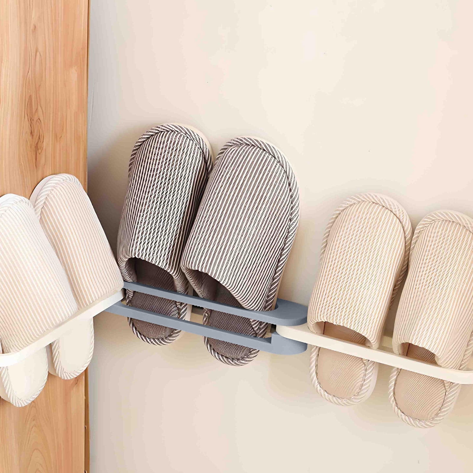 Blaxill Wall Mounted No Drill Foldable Plastic Slipper Rack | 3-in-1 ...