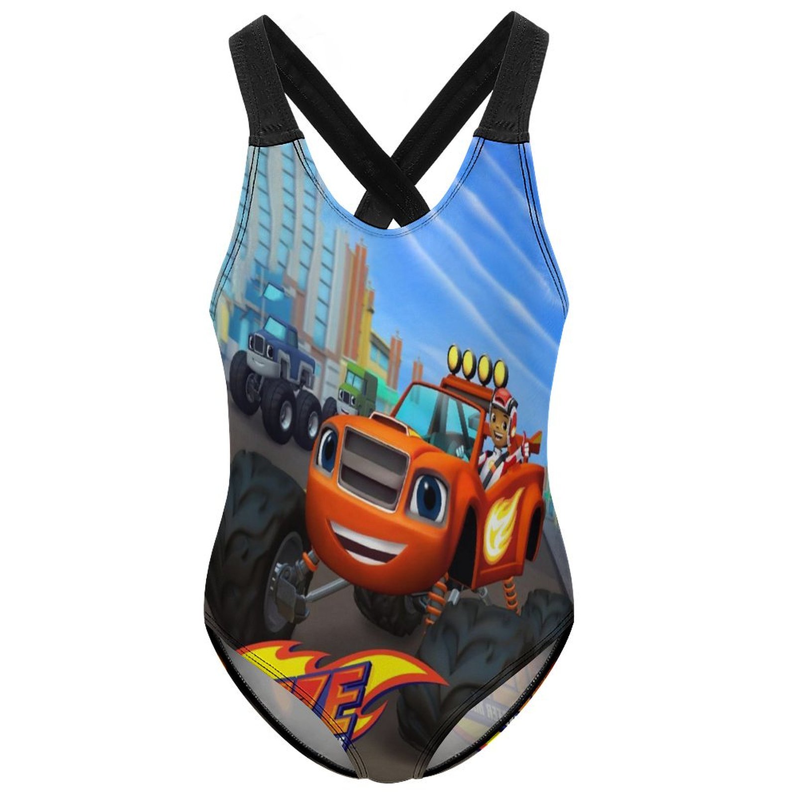 Blaz-e And Monste One Piece Swimsuit for Girls Crewneck Sleeveless Back ...
