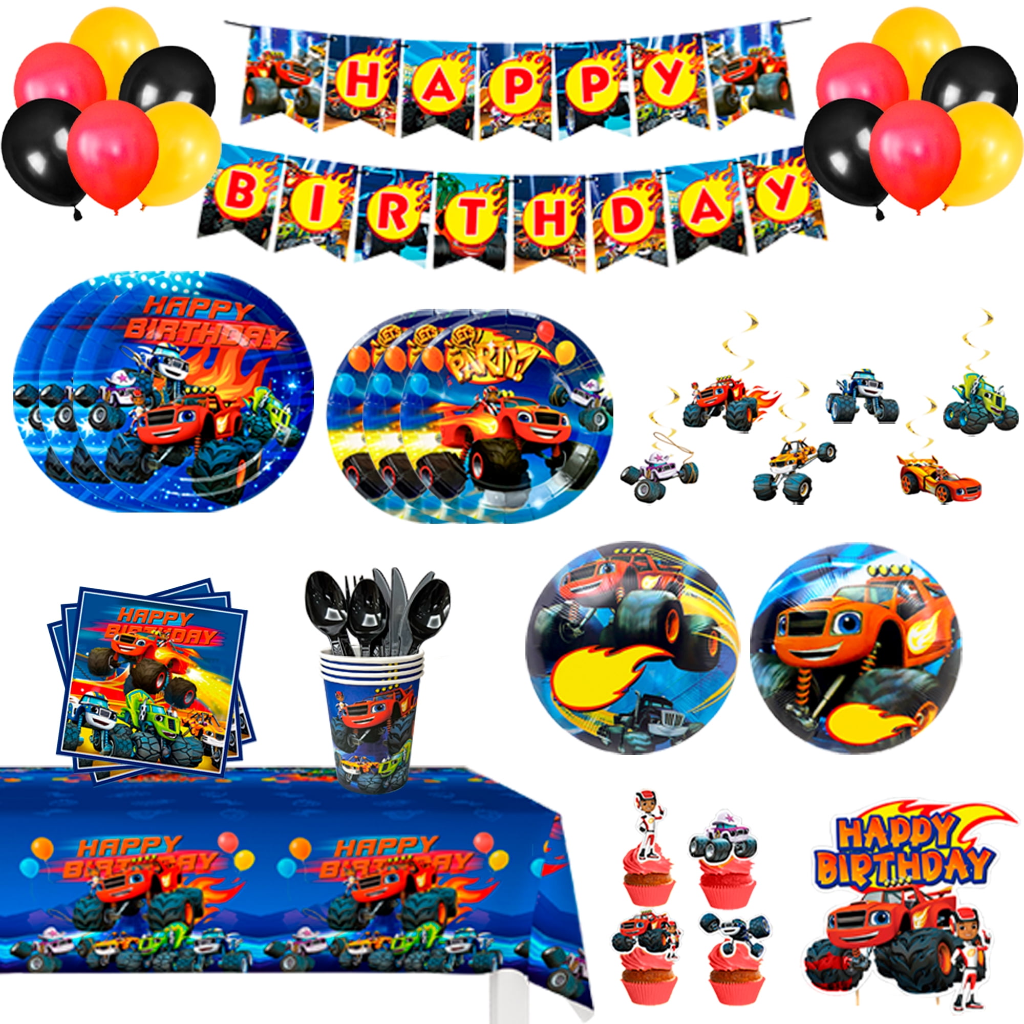 Blaze Birthday Party Supplies,119 Pcs Blaze and The Monster Machines ...