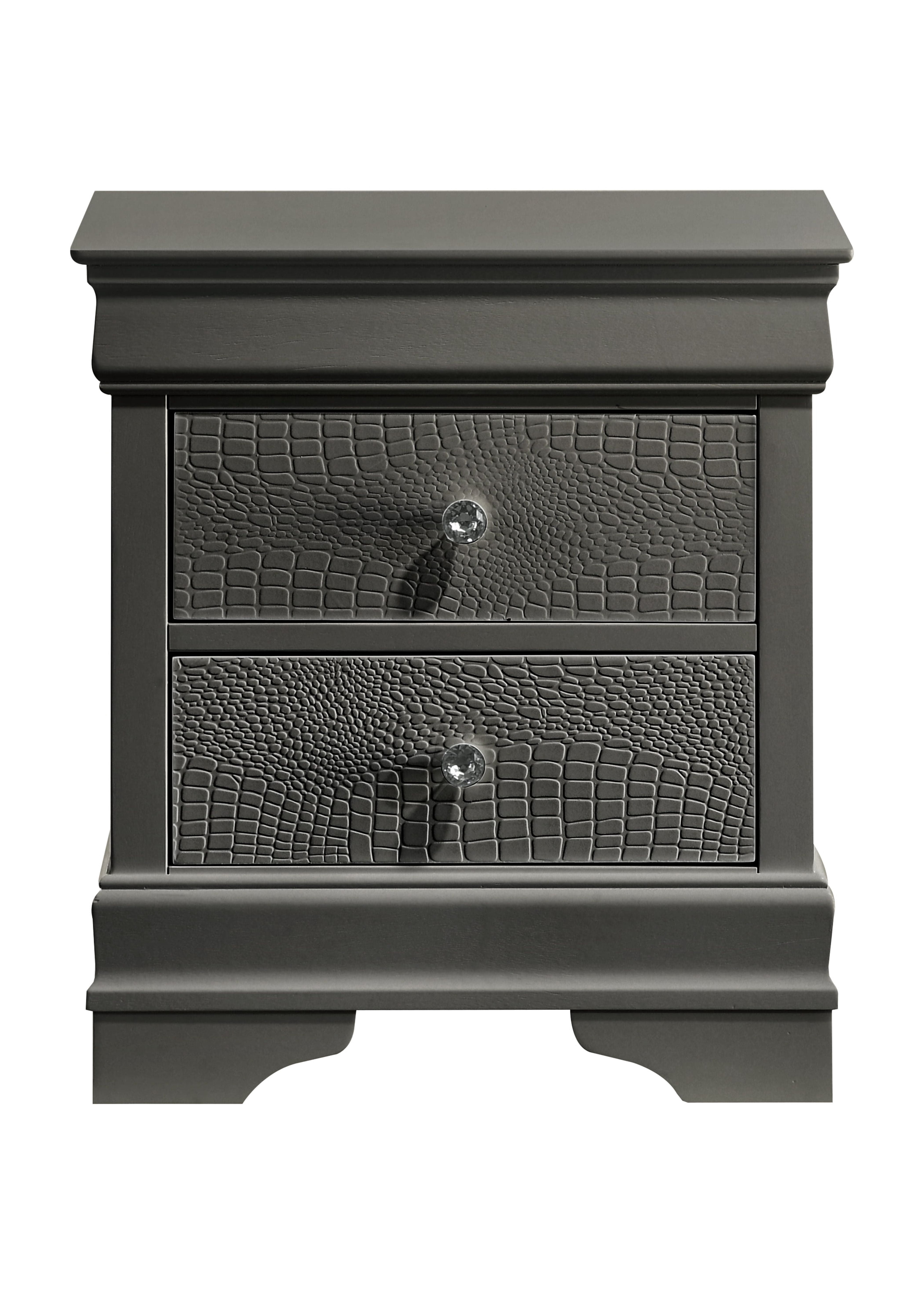 Blaze Modern 2-Drawer Nightstand | Metallic Gray Wood Bedside Cabinet ...