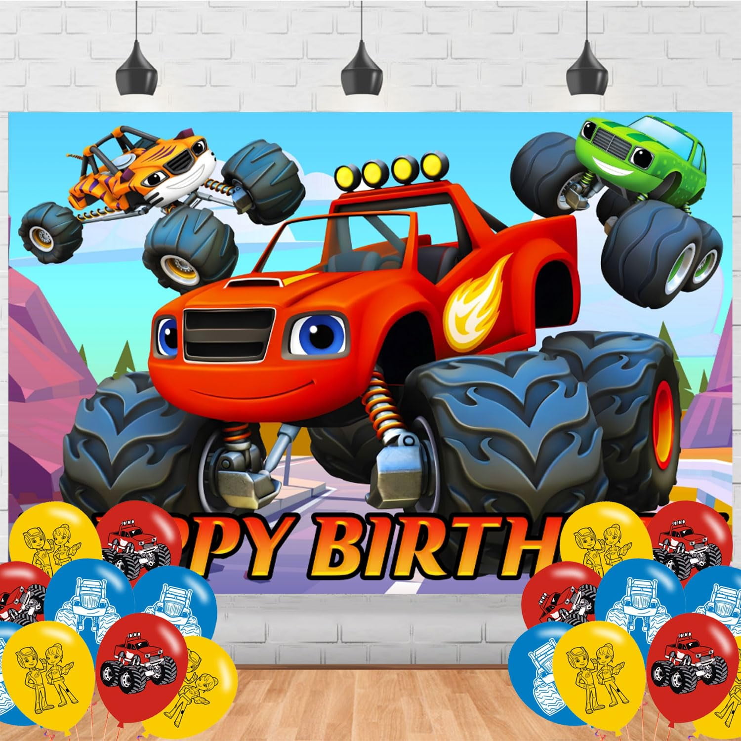 Blaze and The Monster MMF7 Backdrop Birthday Banner for Blaze and The ...