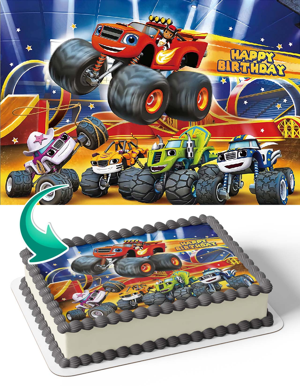 Blaze Monster Machine Kids Edible Image Cake Topper Personalized ...
