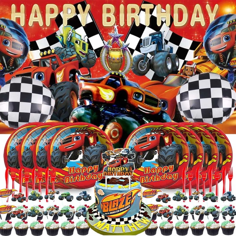 Blaze Party Supplies Plates Decorations Birthday Cake Topper Banner ...