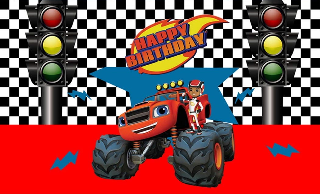 Blaze Vinyl Monsters Machine Birthday Party Photography Backdrop Truck ...