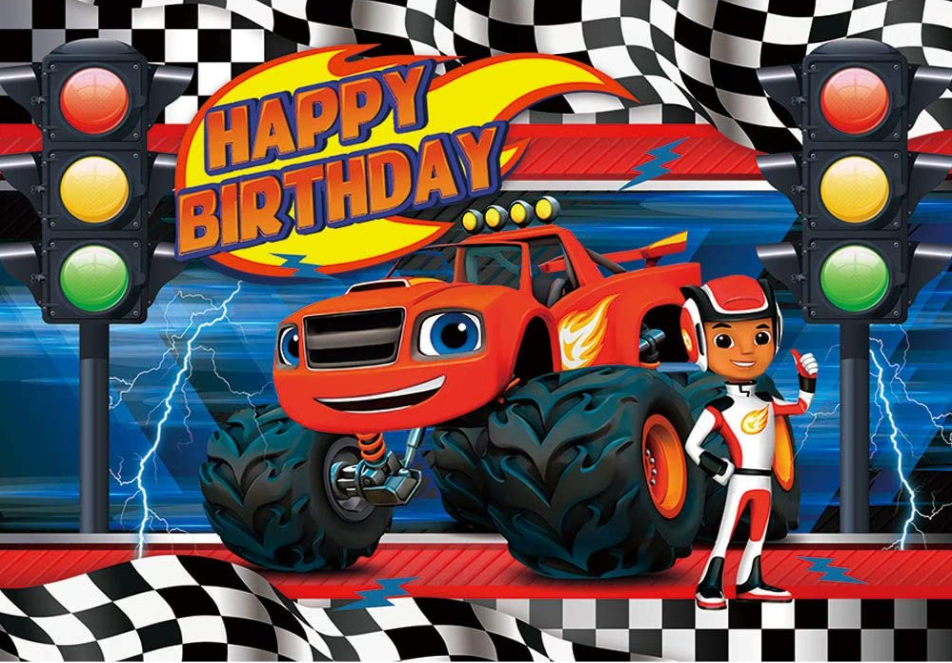 Blaze Vinyl Monsters Machine Birthday Party Photography Backdrop Truck ...