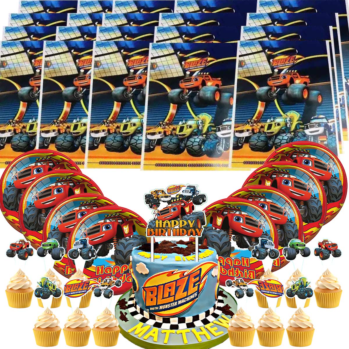 Blaze and the Monster Machines Gift Bags Plates Candy Treat Birthday ...