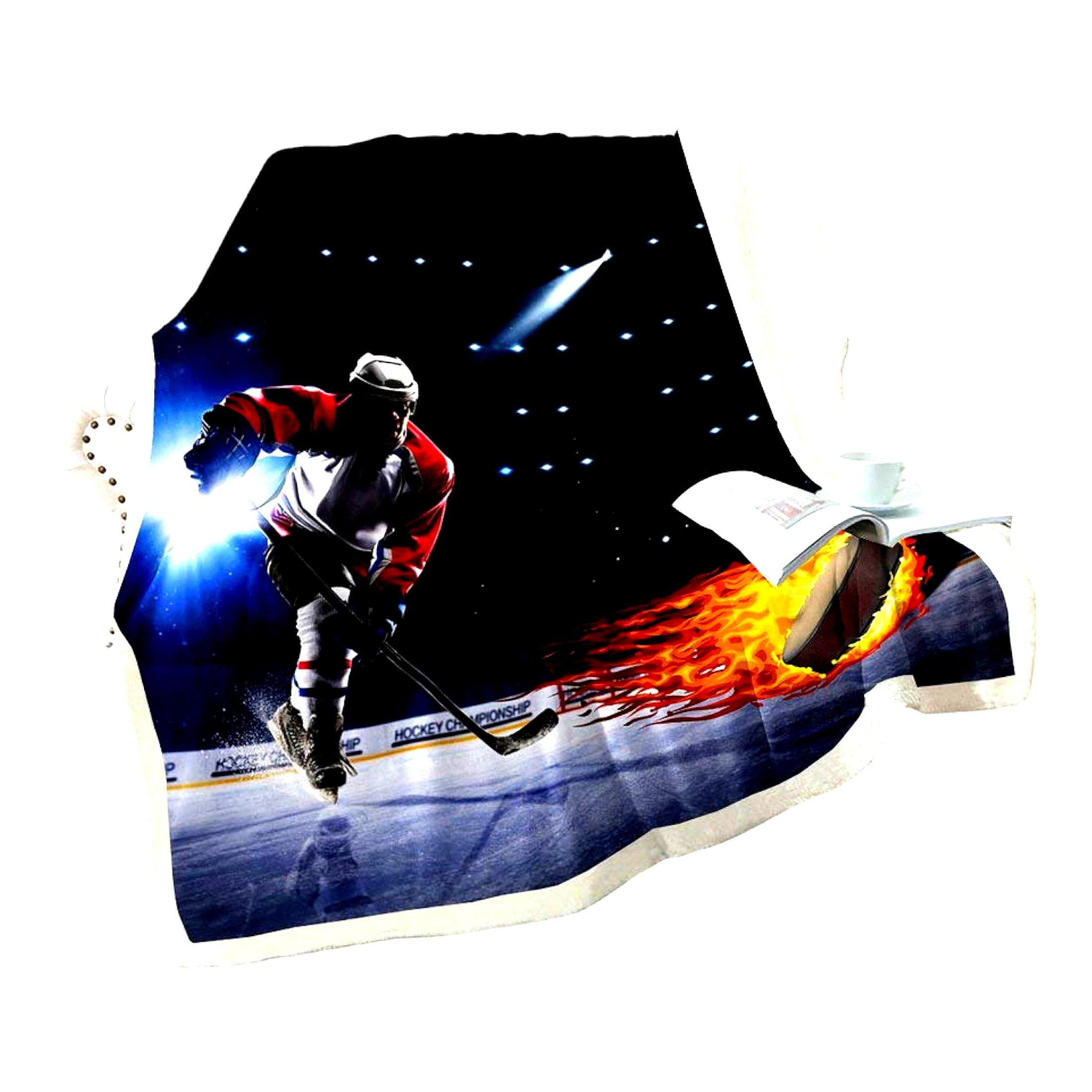 BlazeGuard Ice Hockey Sherpa Blanket - Winter Sport Plush Throw for ...