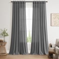 Blazer Grey Linen Blend Light Filtering Back Tab Curtains 108" Long ...