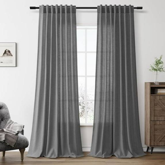 Blazer Grey Sheer Curtains 2 Panels Set 52x90 Inch - Luxury Light ...
