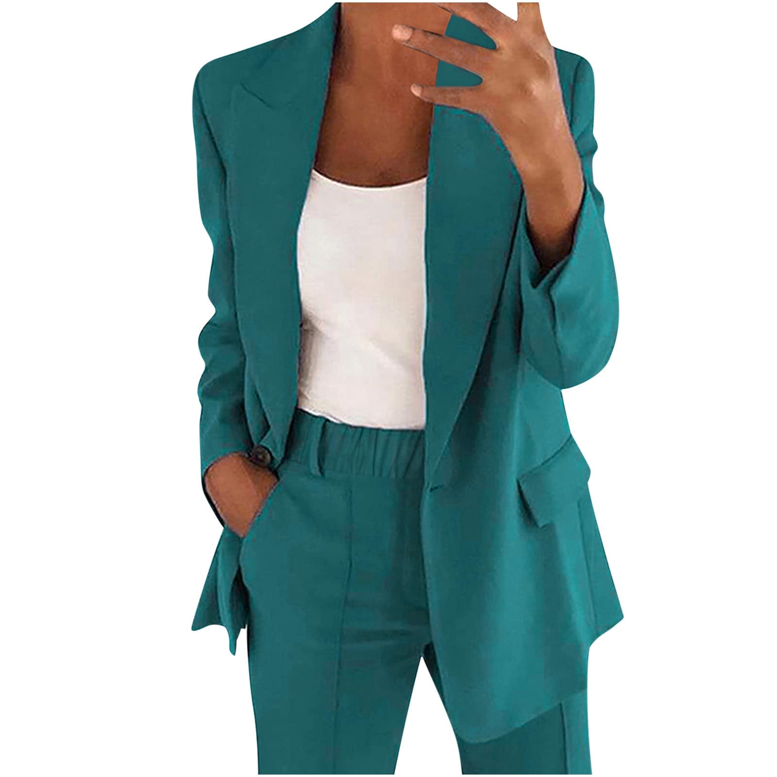 Blazer Sets Women 2 Piece Outfits Dressy Business Work Jacket Outfits ...