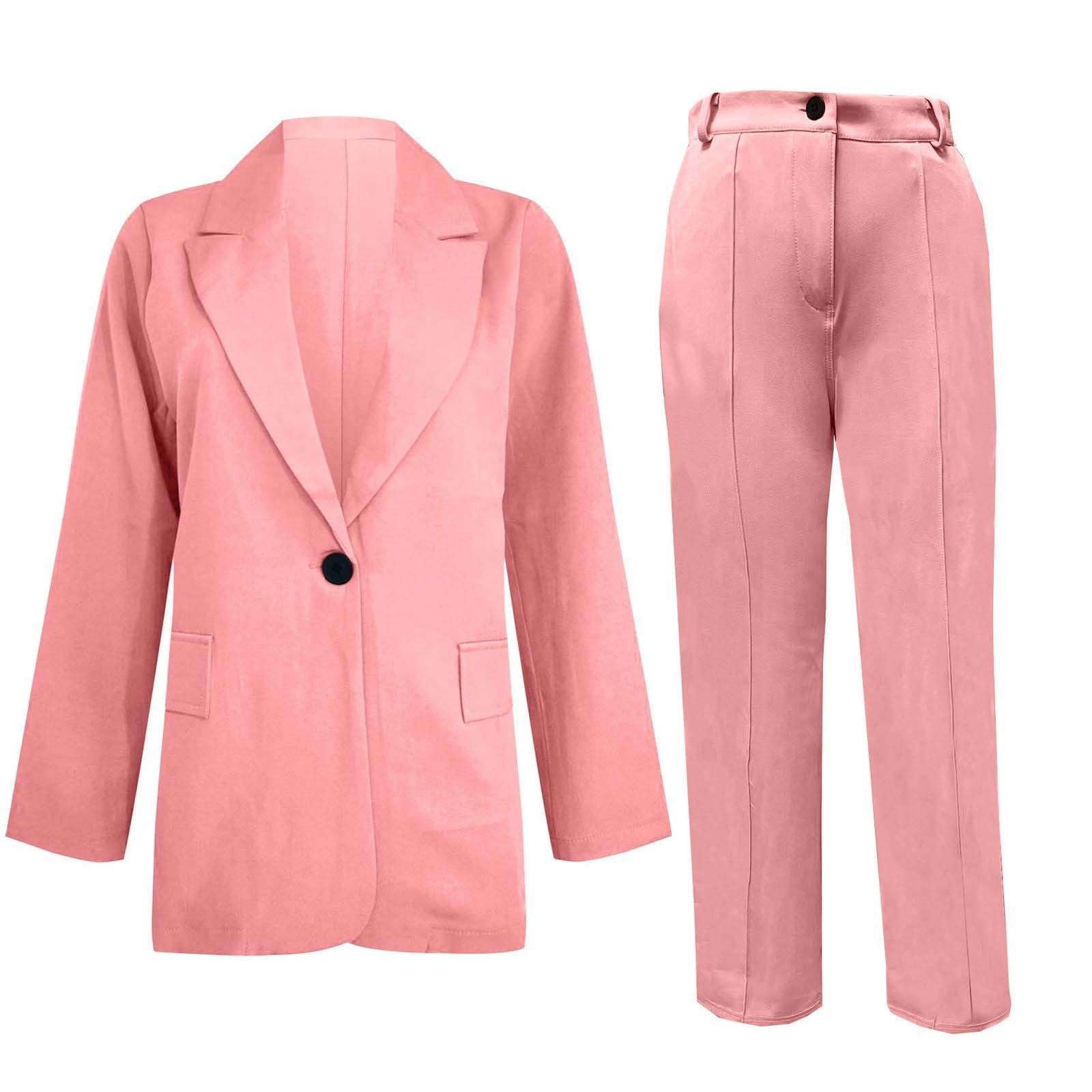 Blazer Sets Women 2 Piece Outfits Sevevn Women Solid Long Sleeve Tops ...