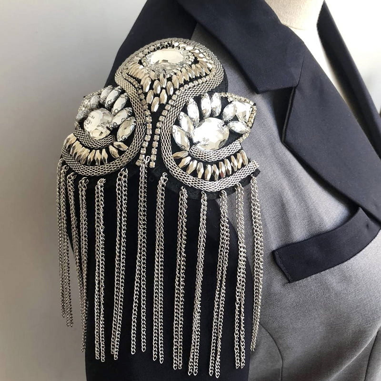 Blazer Shoulder Beaded Tassel Chain Suit Epaulet Punk Fringe Tassel ...