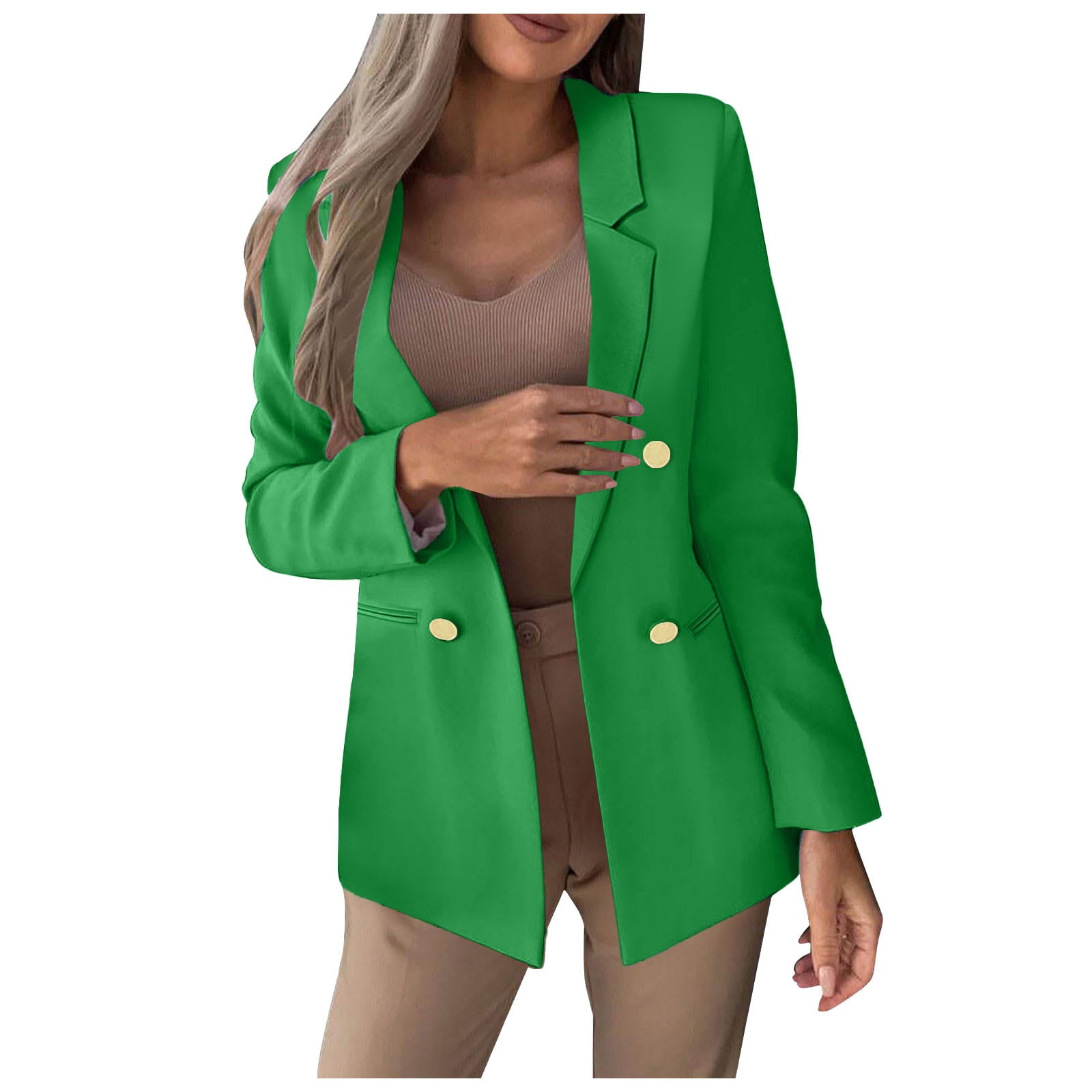 Blazer Women's Elegant Sporty Long Blazer Jacket Business Casual Coat ...
