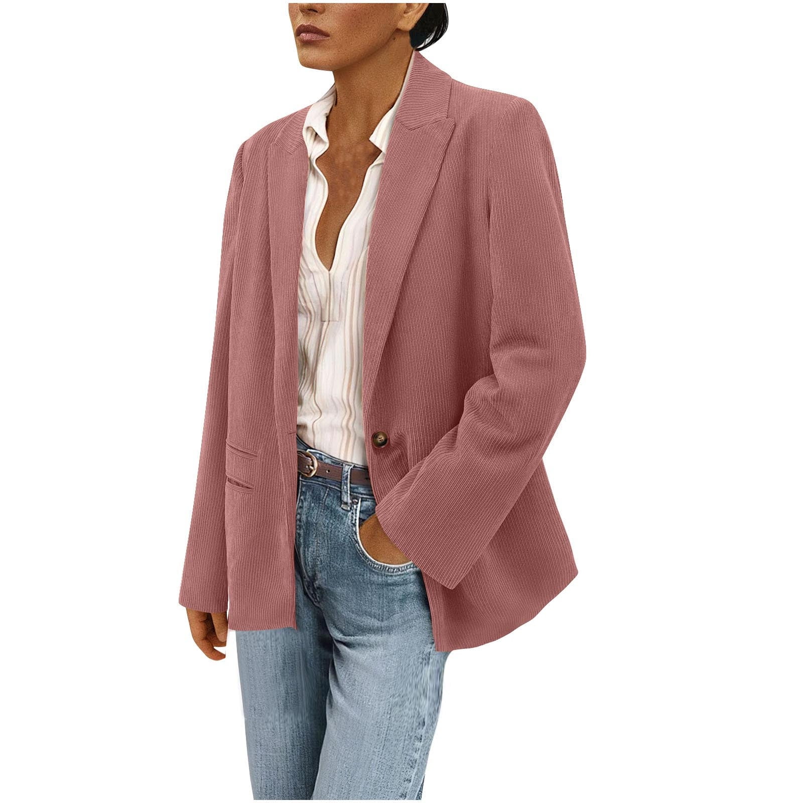 Blazer for Women 2025 Trendy Casual Business Jackets Long Sleeve Open ...