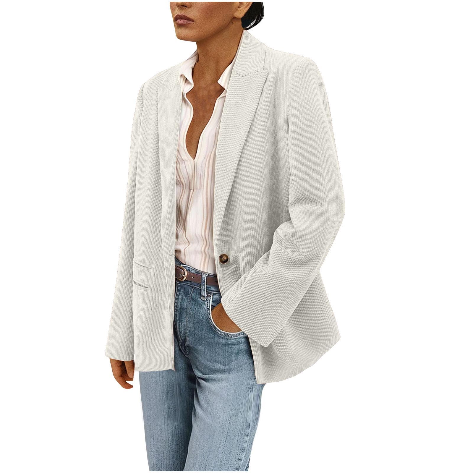 Blazer for Women 2025 Trendy Casual Business Jackets Long Sleeve Open ...