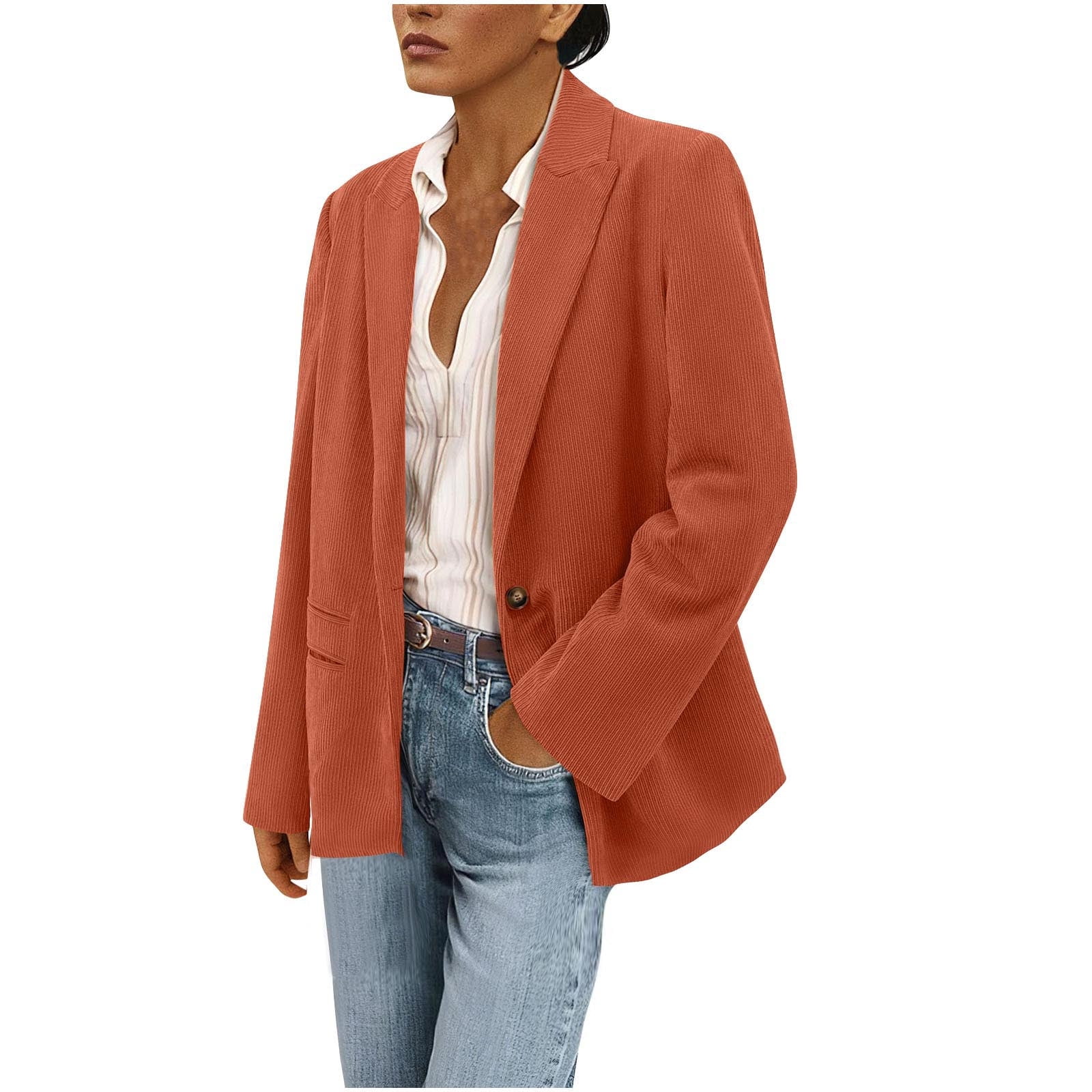 Blazer for Women 2025 Trendy Casual Business Jackets Long Sleeve Open ...