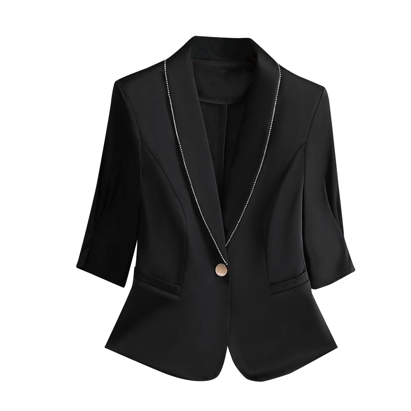 Blazer for Women Notched Lapel Business Office Jacket Casual Slim ...