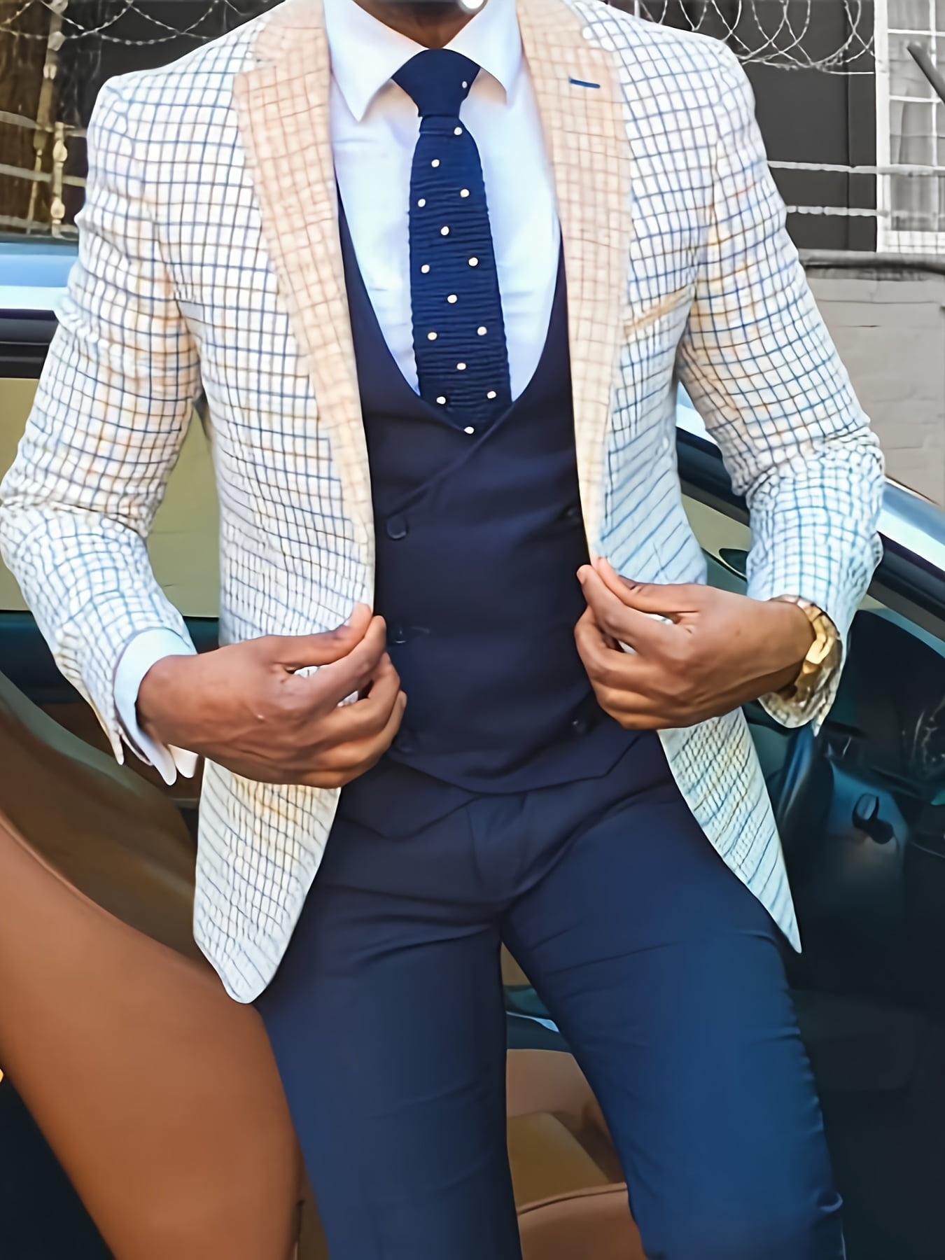 Blazers Retro Plaid Blazer One Button Plaid Slim-fit Haute Couture ...