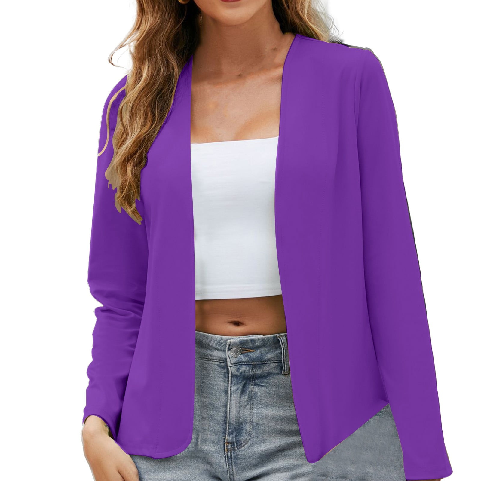 Blazers For Women Autumn Solid Color Collarless Suit Jacket Slim Fit ...