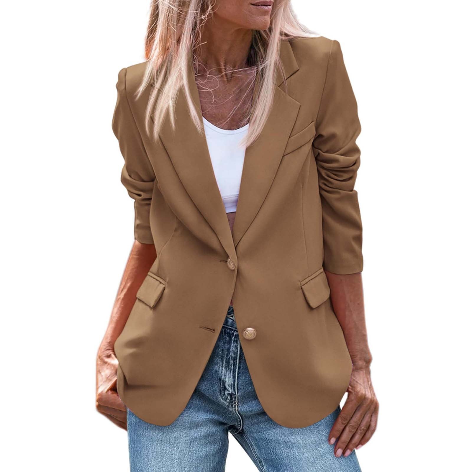 Blazers For Women Fall Long Sleeve Notch Lapel Trendy Work Jacket ...
