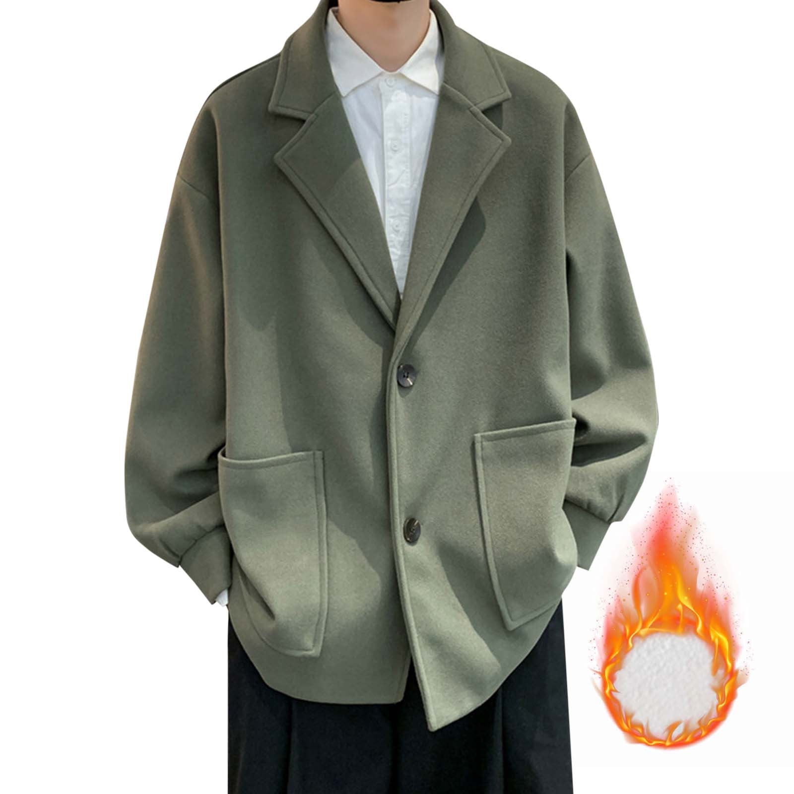 Blazers for Men Wool Blend Trench Coat Business Casual Lightweight ...