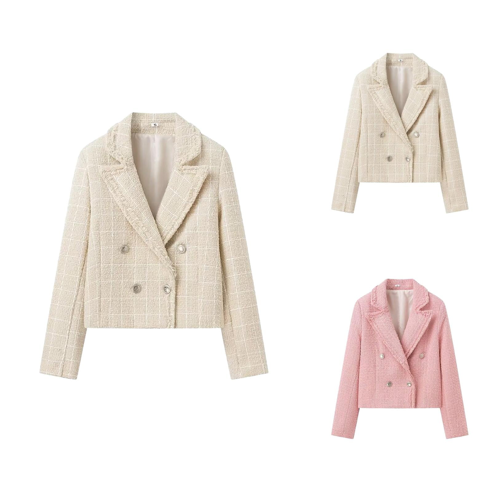 Blazers for Women 2025 Fall Long Sleeve Textured Collared Button Casual ...