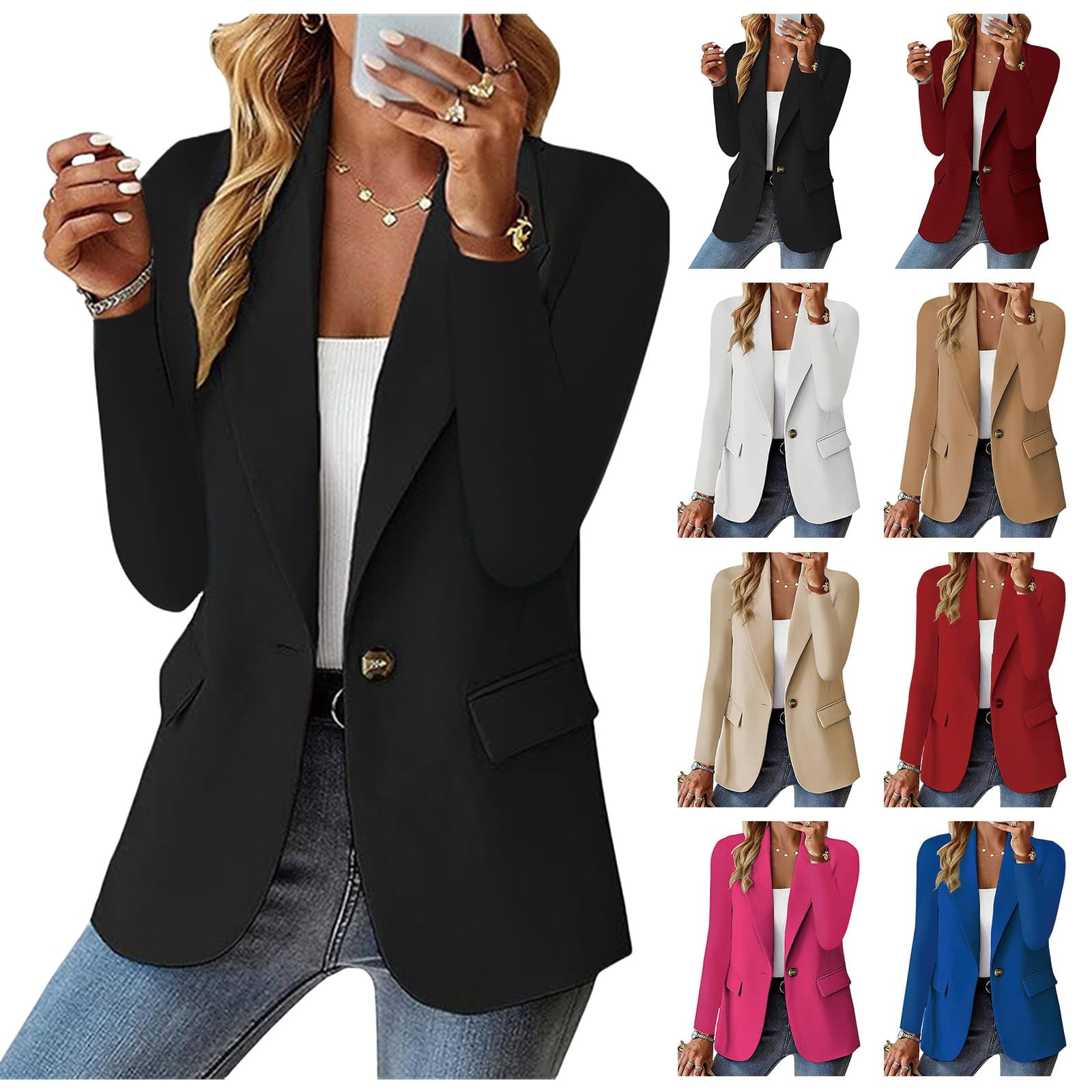Blazers for Women Business Casual Lightweight Office Work Suit Jacket ...