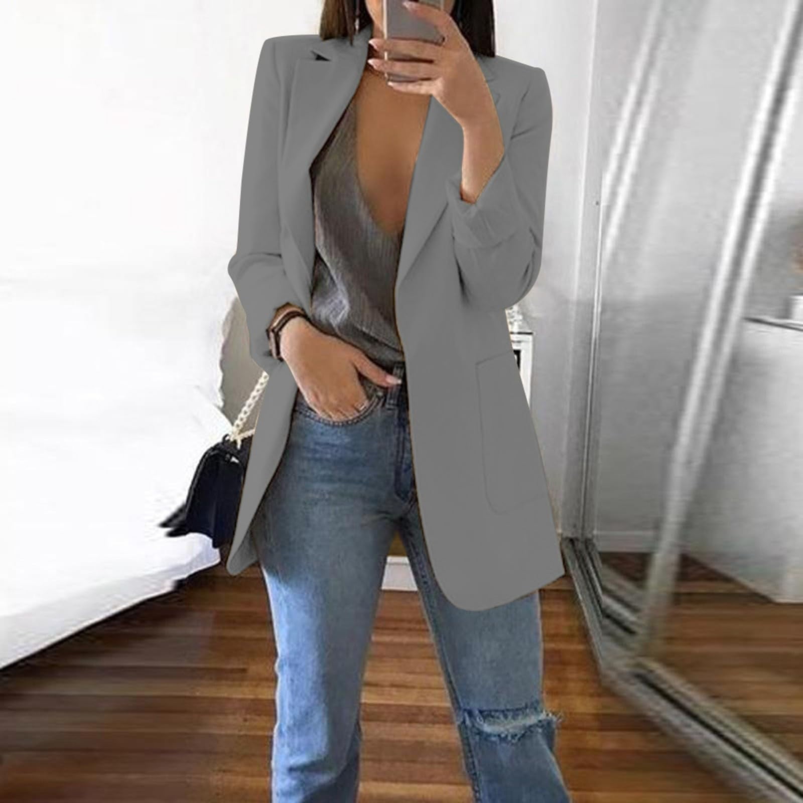 Blazers for Women Business Casual Long Light Casual Jackets Long Sleeve ...