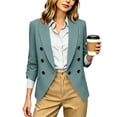 Blazers for Women Casual Button 3/4 Sleeve Work 0Ffice Blazer with ...