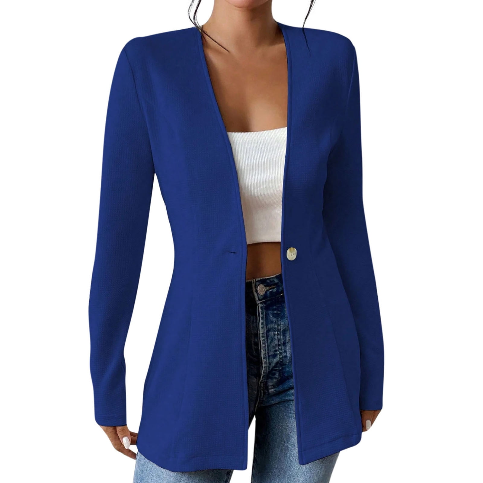 Blazers for Women Casual Work Office Long Sleeve Open Front Cardigan ...