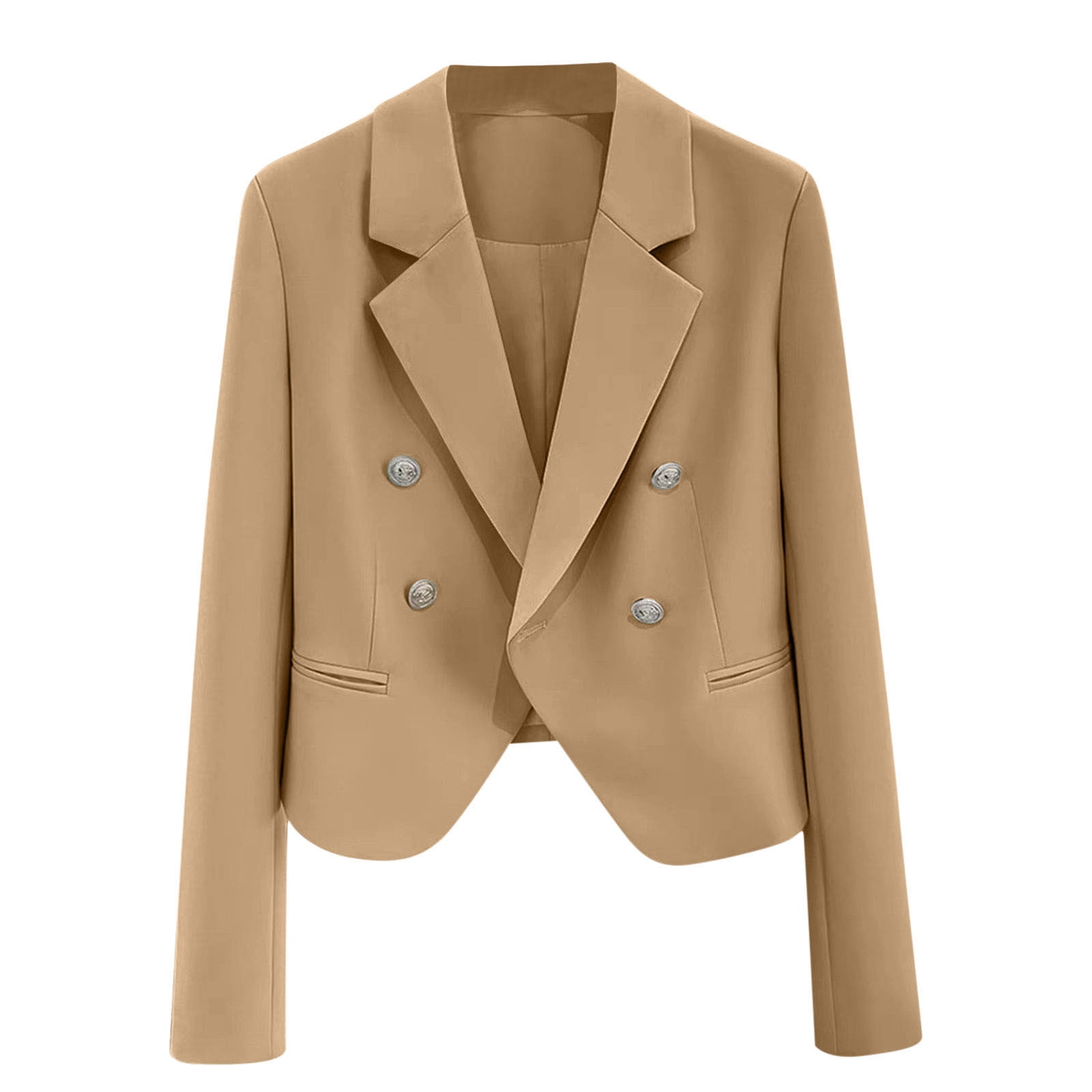 Blazers for Women Long Sleeve Notch Lapel Button Front Solid Blazer ...
