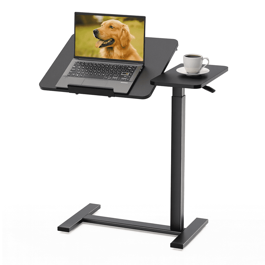 Blazezo Adjustable Height Overbed Table on Wheels, Mobile Rolling ...