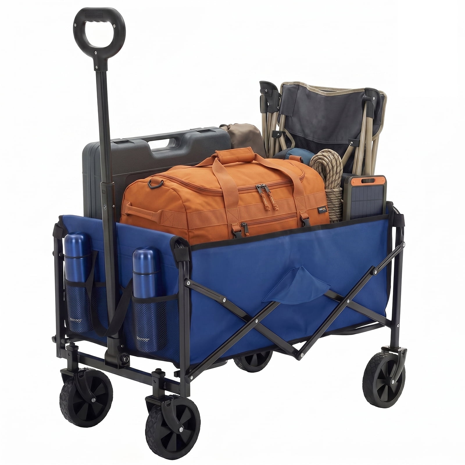 Blazezo Foldable Wagon Cart with Wheels, 220 lbs Heavy Duty Collapsible ...
