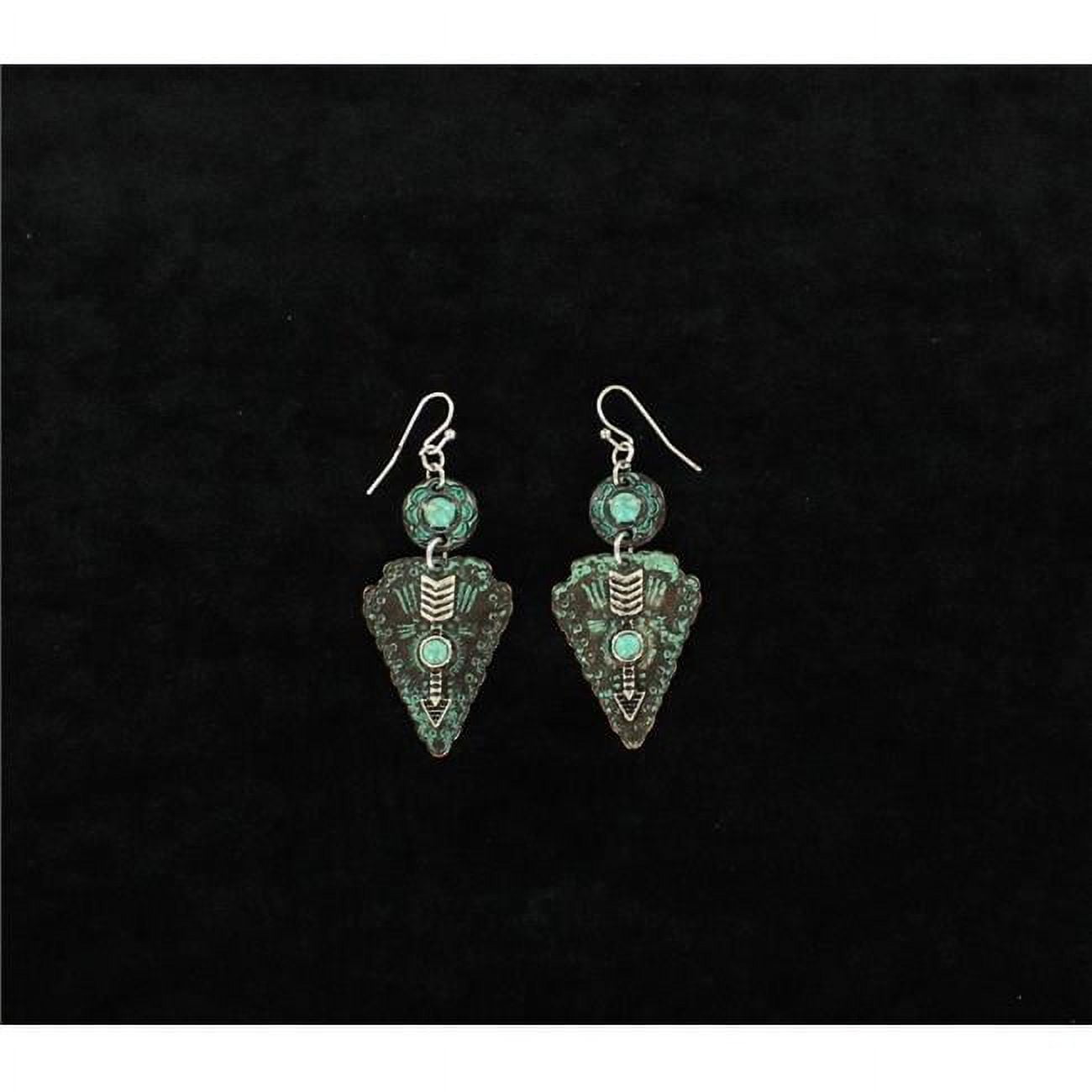 Blazin Roxx Western Patina Stone Arrowhead Turquoise Dangle Earrings ...