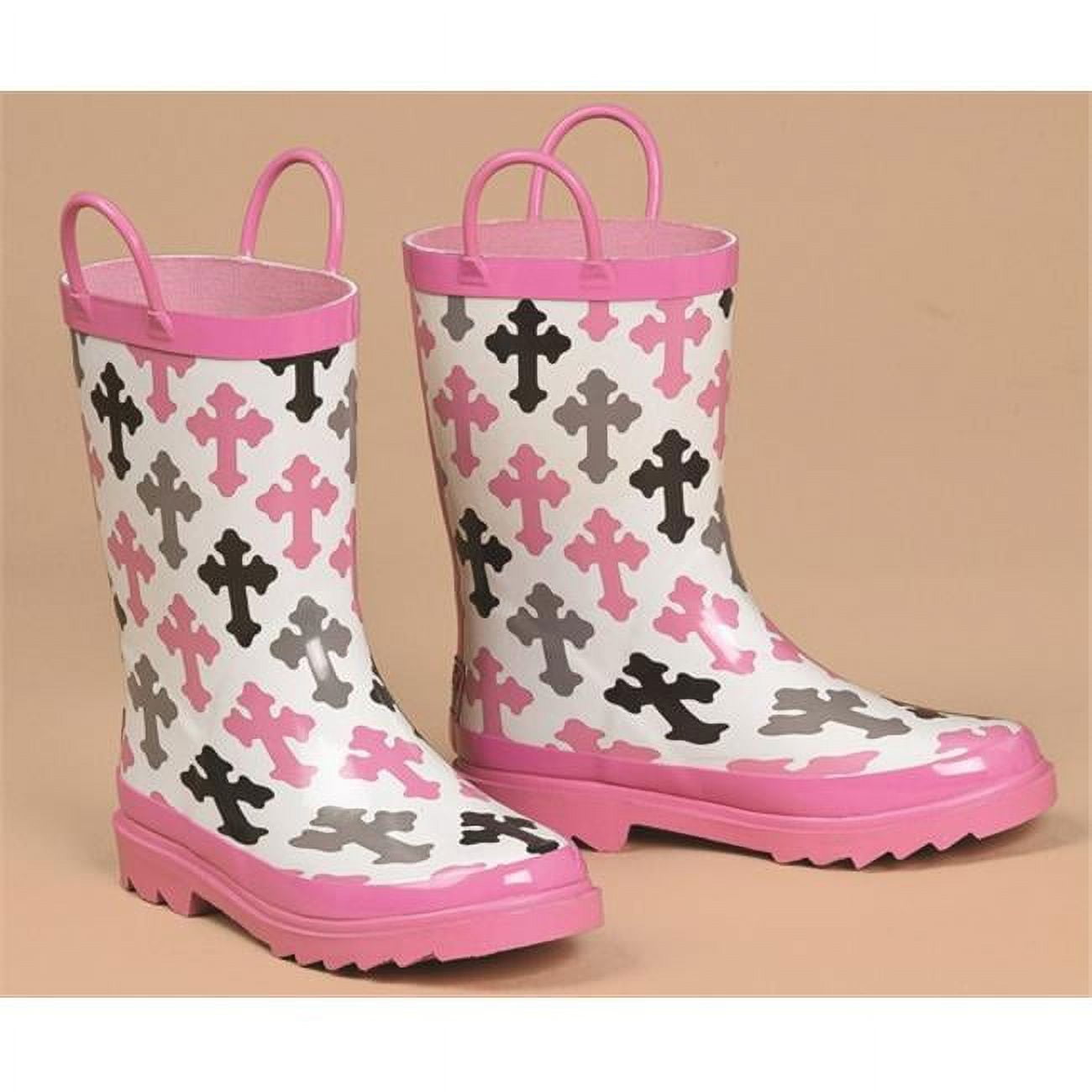 Blazin Roxx 58124-S Girls Christian Cross Round Toe Rain Boots, Pink ...