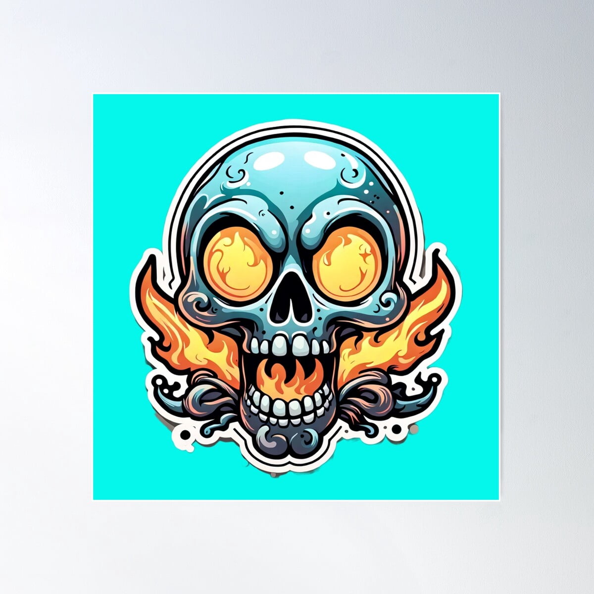 Blazing Bones – The Laughing Flame Skeleton Poster Wall Art, Modern ...