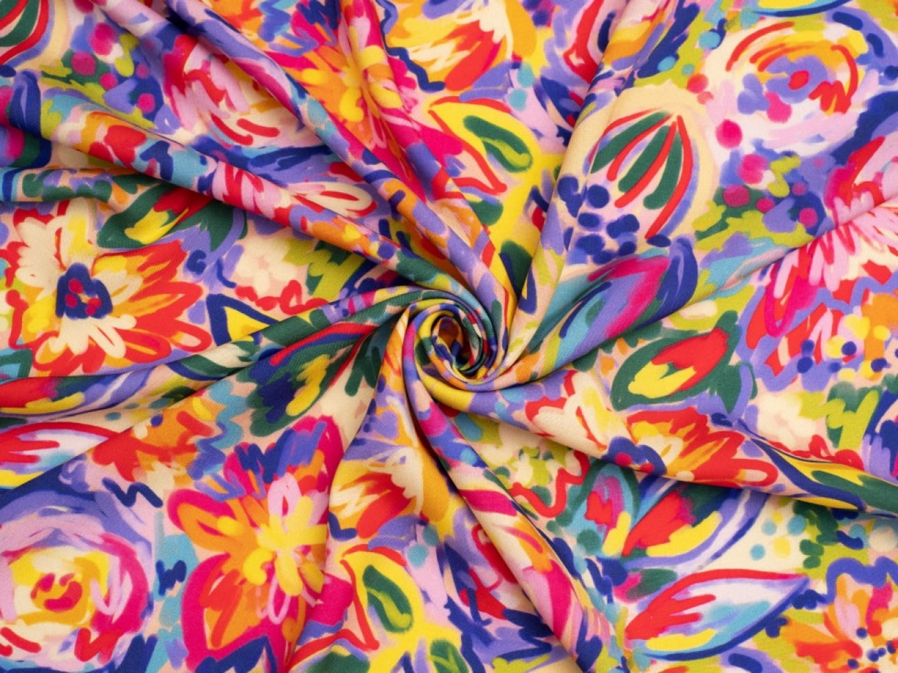 Blazing Bouquet Viscose Challis Fabric Minerva Exclusive - per yard ...
