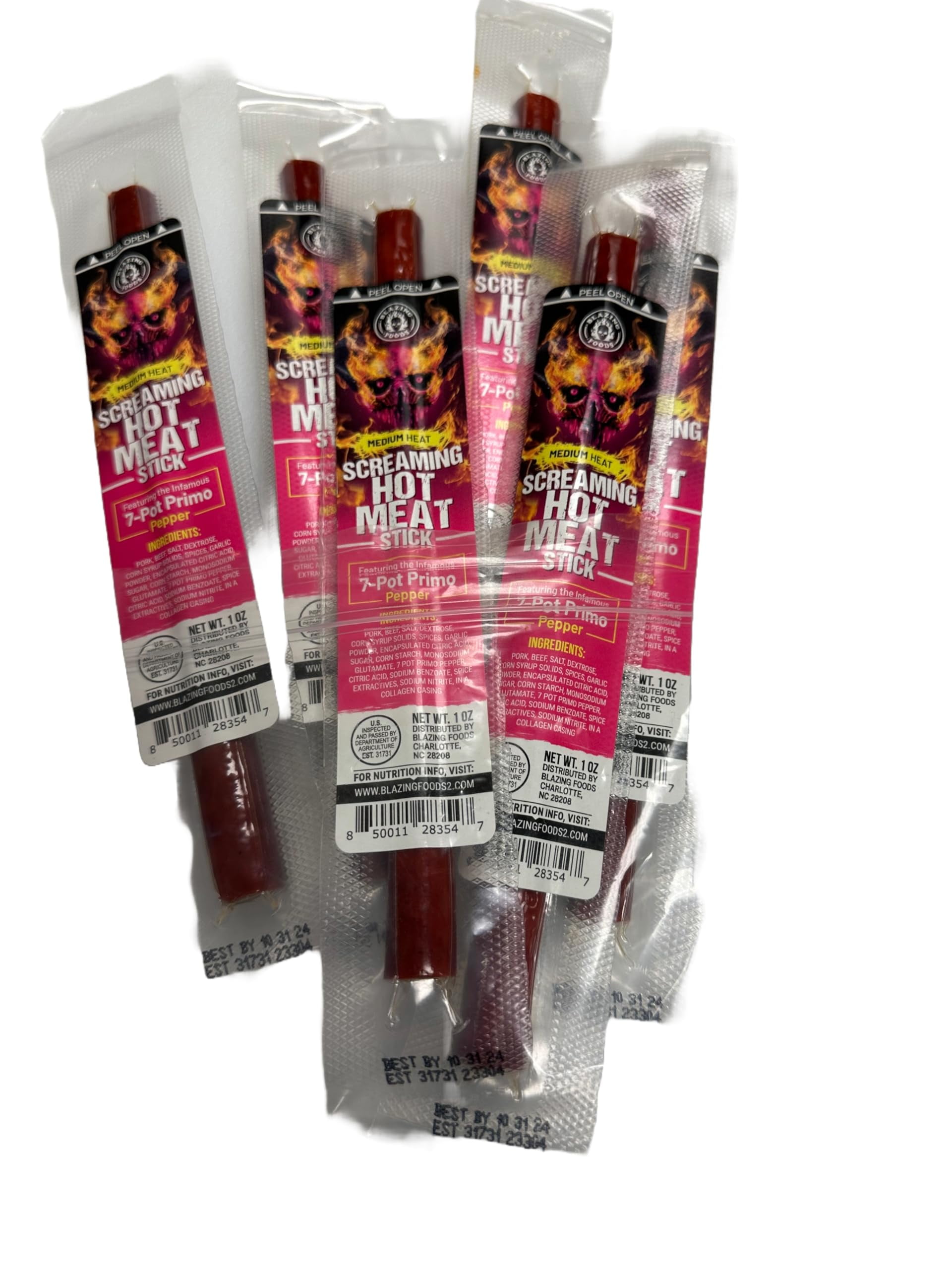 Blazing Foods 7-Pot Primo Pepper Meat Sticks - (6-Pack) spicy beef ...