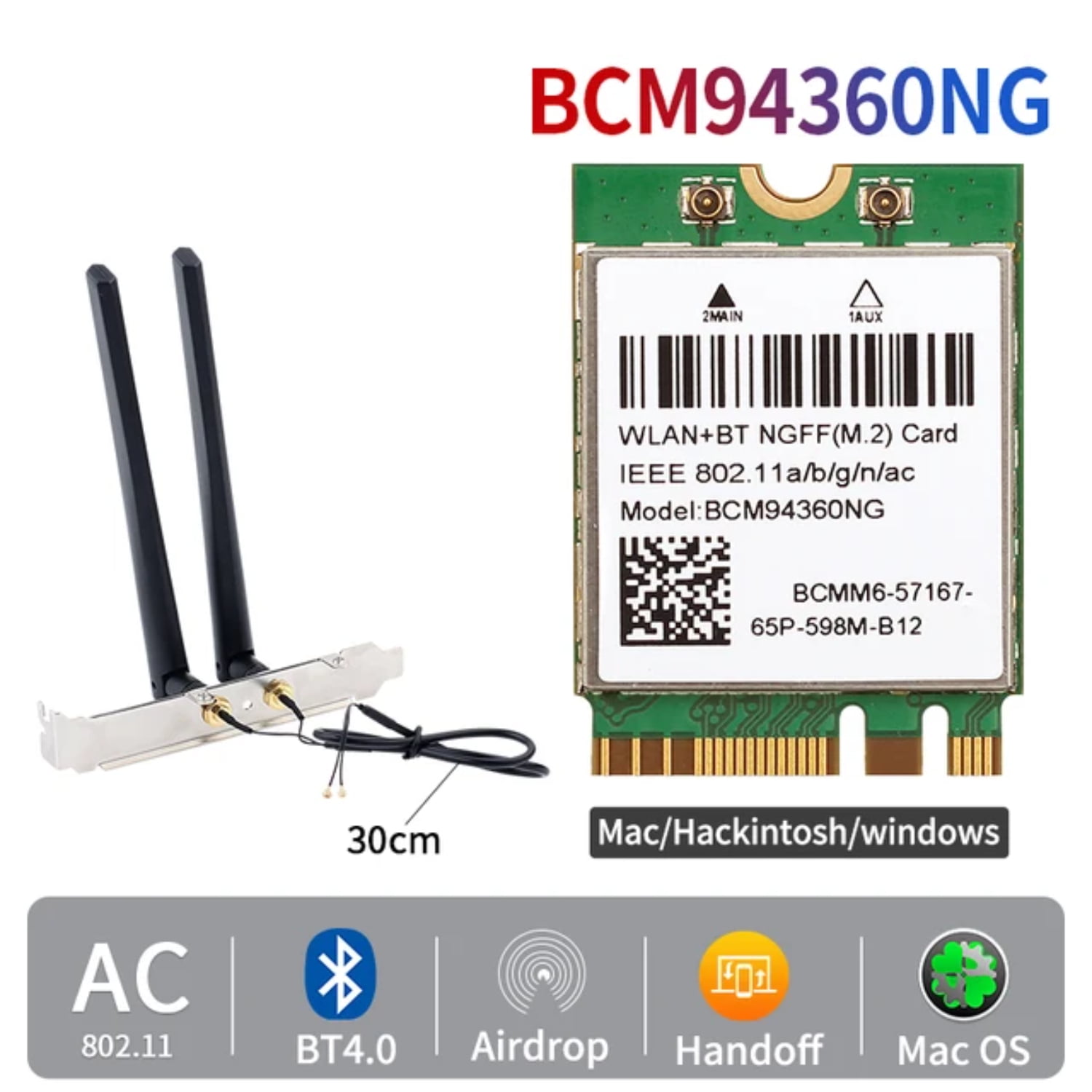 Blazing High Speed Dual Band Wireless Desktop Kit featuring BCM94360NG ...