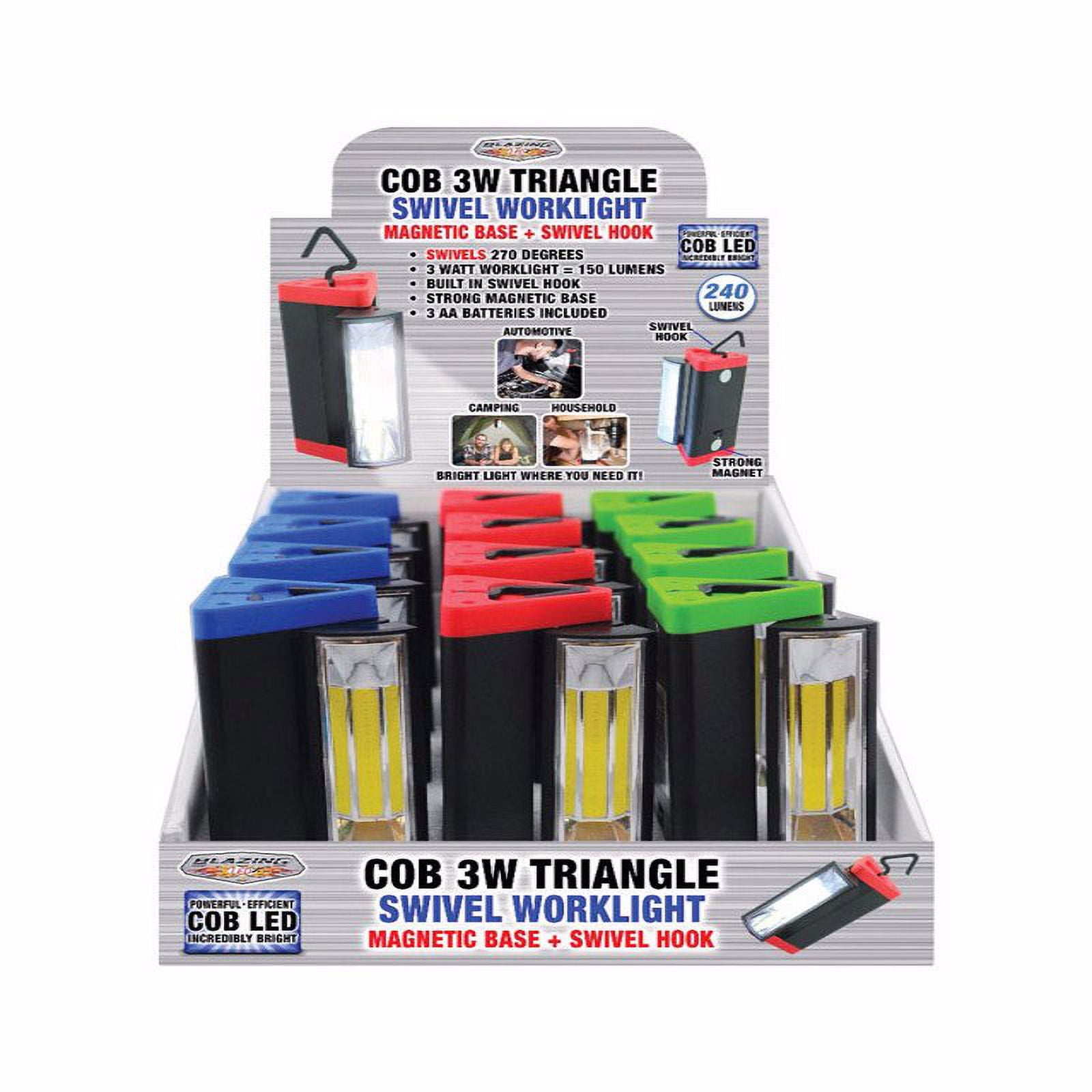 Blazing LEDz 3W Triangle 240 lm Assorted LED COB Flashlight AA Battery - Walmart.com