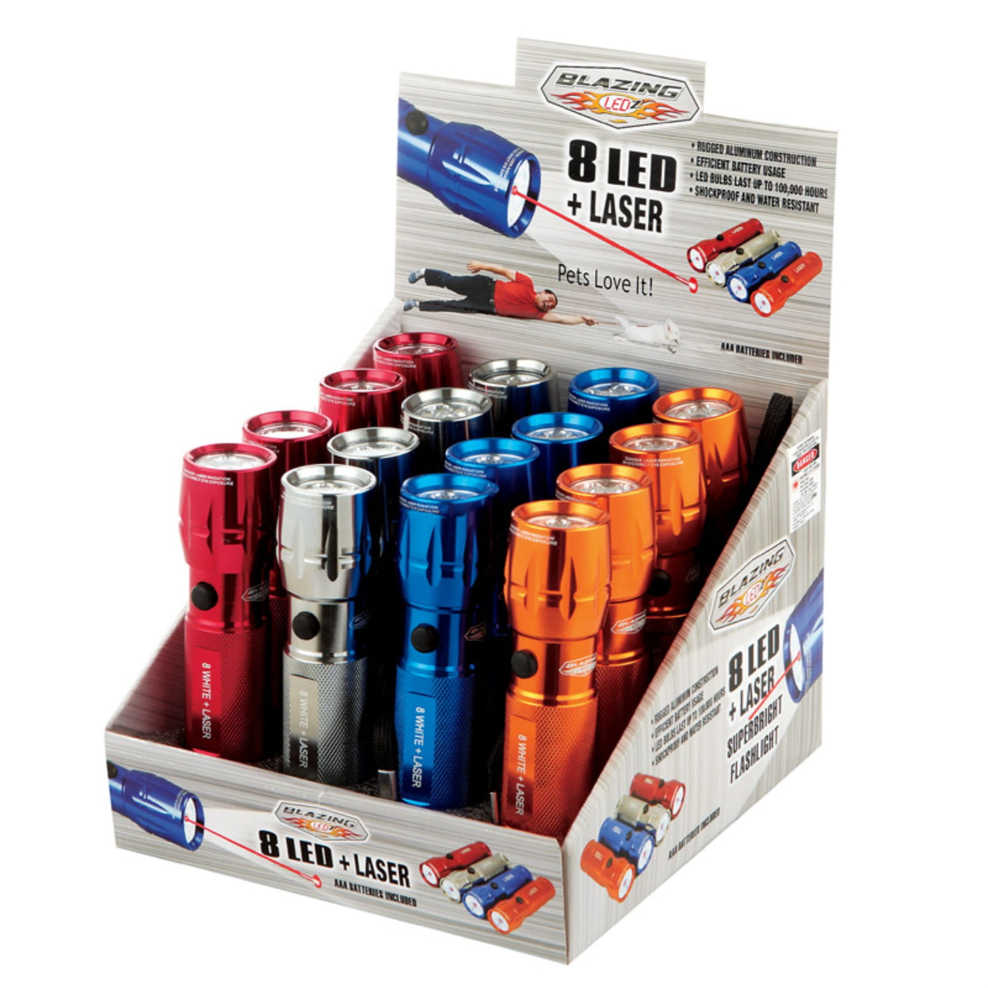 Blazing LEDz 8 LED 48 lm Assorted LED Flashlight w/Laser Pointer AAA ...