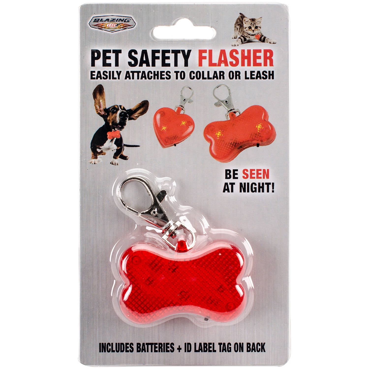 Blazing Ledz Pet Safety Flasher Bone, Red - Walmart.com